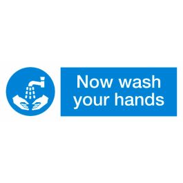 Wash Hands Sign 600x200mm Plastic