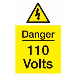 Danger 110v Volts Sign 200x300mm Plastic